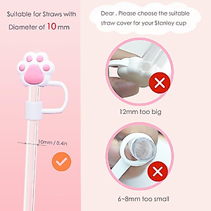 Rejoywor 8Pcs Cute Straw Cover for Stanley Cup, 10mm 0.4in Silicone Stanley 30&40 Oz Tumbler Accessories Straw Covers Topper, Animal&Cloud&Flower Shape, Straw Protectors, Straw Lid for 10mm Straws