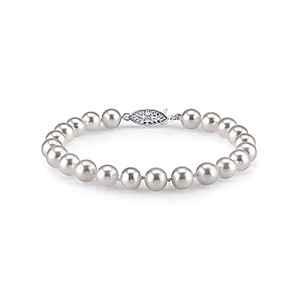 The Pearl Source 14K Gold 10-11mm AAAA Quality Round White Freshwater Cultured Pearl Bracelet for Women