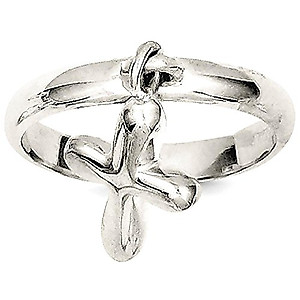IceCarats 925 Sterling Silver Holy Cross Dangle Ring Christian Religious Band Size 8