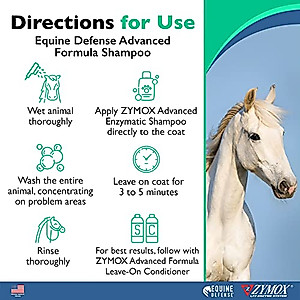 Zymox Equine Defense Advanced Formula Shampoo, 12oz. – Horse Coat Care: Cleans, Refreshes, Hydrates & Nourishes Skin, Mane & Tail