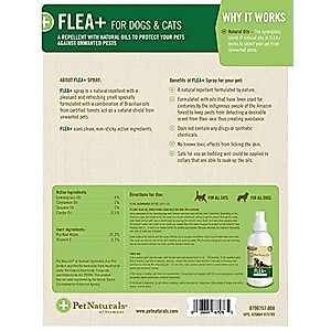Pet Naturals Flea and Tick Prevention Spray with Natural Oils for Dogs and Cats, 8 Ounce - Safe for Bedding and Collars - Clean, Non Sticky Ingredients