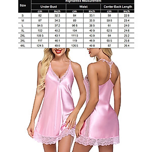 Avidlove Womens Lingerie Satin Lace Chemise Nightgown Nightshirt Full Slips Sleepwear (Pink, Large)