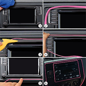 TIKUN TECH Pink Car Interior Decorative Molding Door Panel Gap Trim Strip (23Ft)