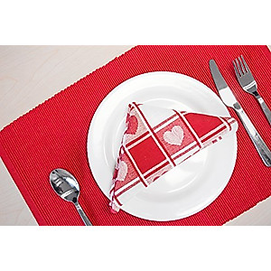 DII Valentine's Day Collection, Napkin Set, 20x20, Checkered Heart, 6 Piece