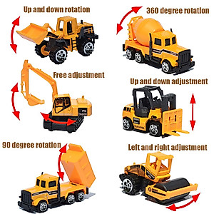 19 Pack Construction Toys，Mini Diecast Cars Play Sets Dumper,Bulldozers,Forklift,Tank Truck,Asphalt Car,Excavator,Engineering Worker,Construction Traffic Sign Set Toy for Kids Boys and Girls