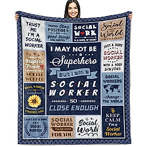 KJACGAD Social Worker Gifts for Women, Social Worker Appreciation Gifts, Social Worker Office Decor Gifts, Birthday Gift for Social Worker, Graduation Gfits for Social Worker Bed Blanket 60X50 Inch
