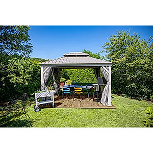 Sojag Accessories Set of 4 12' x 14' Curtains for Messina and Mykonos Outdoor Gazebo Models, Taupe