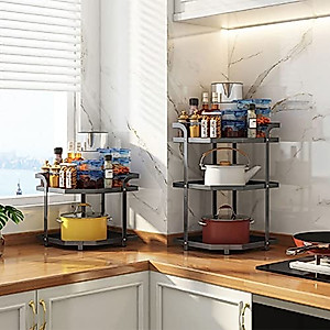FIZZOQI 2/3-Tier Kitchen Spice Black Storage Rack Counter Top Organizer Shelf Corner Shelf Cabinet Storage Rack,Storage Triangle for Miscellaneous Items
