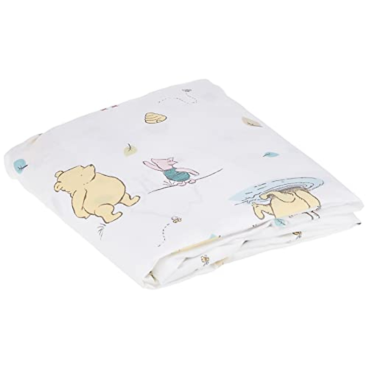 Winnie The Pooh Classic Pooh 100% Cotton Fitted Crib Sheet in Ivory, Butter, Aqua and Orange
