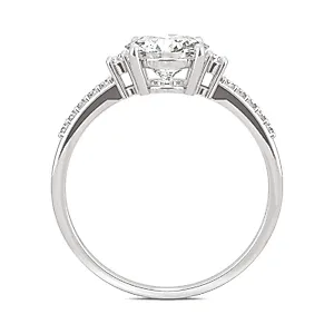 Charles & Colvard Created Moissanite 7mm Round Cut Engagement Ring for Women | 1.31 cttw DEW | Lab Grown | Solid 14K White Gold with Rhodium | Size 7