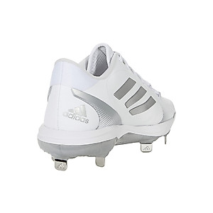 adidas Women's Purehustle 2 Baseball Shoe, White/Silver Metallic/Silver Metallic, 8