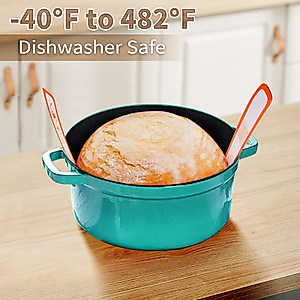 2 Pcs Silicone Baking Mat for Dutch Oven Bread Baking, 8.3 In Circular Bread Baking Mat with Long Handle to Turn Dough Easily, Reusable, Easy to Clean (Orange+Blue)