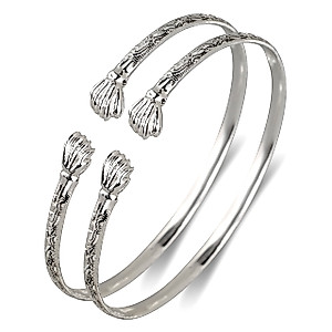 Better Jewelry Fist Ends .925 Sterling Silver West Indian Flat Bangles 31 Grams (Pair) (MADE IN USA)