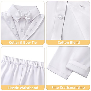 Booulfi Baptism Christening Outfits for Boys, Baby Boy Christening Church Outfit Baptism Gifts 6 Pieces Baby Boy Clothes 0-3 Months Formal Gentelman Baby Suit