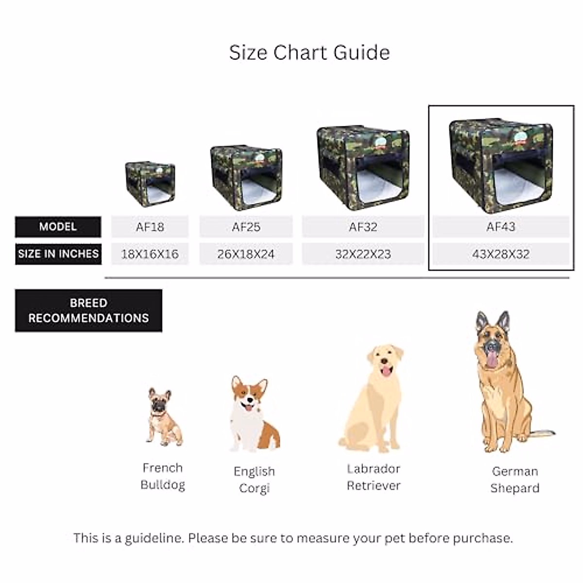 Go Pet Club 43" Soft Collapsible Dog Crate, Portable Pet Carrier, Thick Padded Pet Travel Crate for Indoor & Outdoor, Foldable Kennel Cage with Durable Mesh Windows, Forest Green Camo
