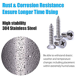 CASAON 570Pcs Self Tapping Screws Assortment Set, M3/M4/M5/M6 304 Stainless Steel Sheet Metal Screws Kit, Phillips Drive Wood Screw Assortment 570pcs (285pcs Round Head and 285pcs Flat Head)