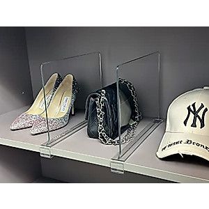 LikeU Shelf Dividers for Closets,Clear Acrylic Shelf Divider for Wood Shelves and Clothes Organizer/Purses Separators Perfect for Kitchen Cabinets and Bedroom Organizer,6 PCS