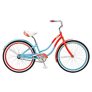 Kulana Lakona Shore Beach Cruiser Bike, 24-Inch Wheels, Single Speed, Blue/Coral (R1751AZ)