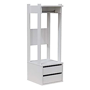 Kings Brand Furniture – Corry Open Wardrobe Armoire Closet with 2-Drawers, White