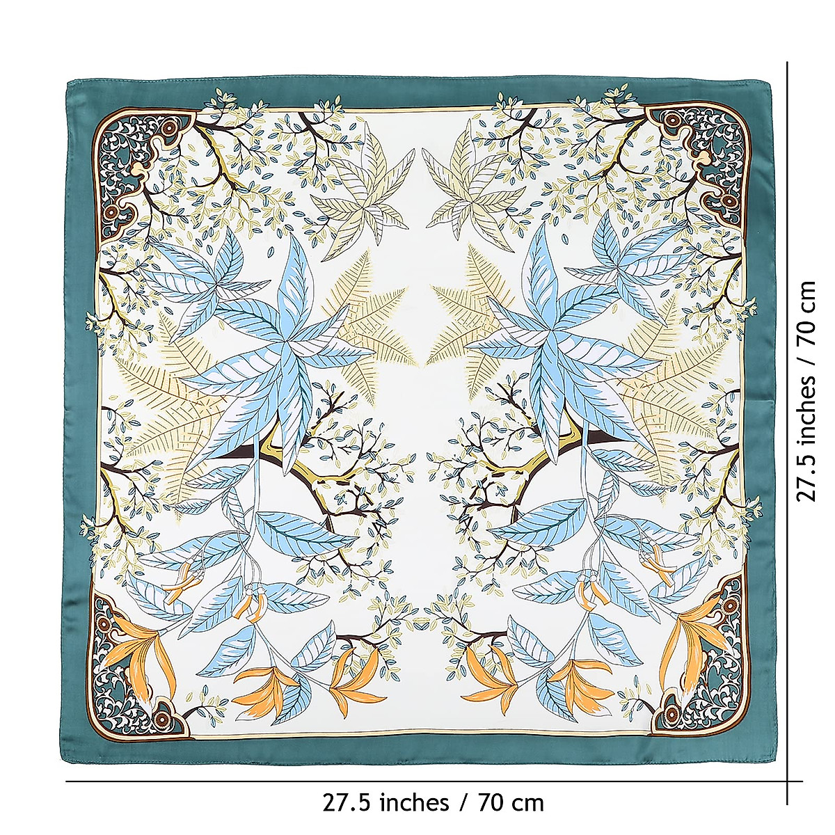 AWAYTR 27.5” Silk Satin Square Head Scarf - 4PCS Satin Head Scarves for Women Hair Kerchief Bandanas Sleeping Head Wraps (Print (black/gray/coffee/cyan))