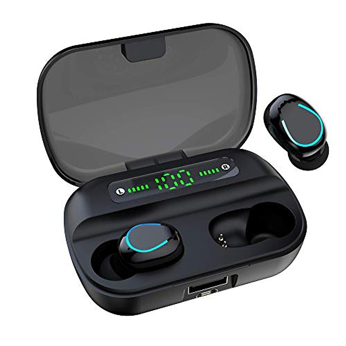 Azpen NVEE True Wireless Earbuds, Bluetooth 5.0, Sweatproof IPX5, Pumping Bass, Noise Reduction, Charging/Battery Power Bank