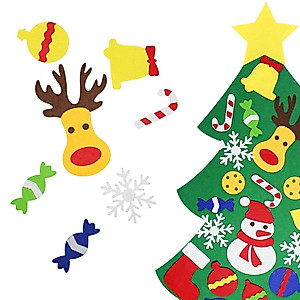 YEAHBEER Felt Christmas Tree for Kids,3.2FT DIY Christmas Tree with 30 Detachable Christmas Ornaments,Xmas Gifts, New Year Door Wall Hanging Decorations