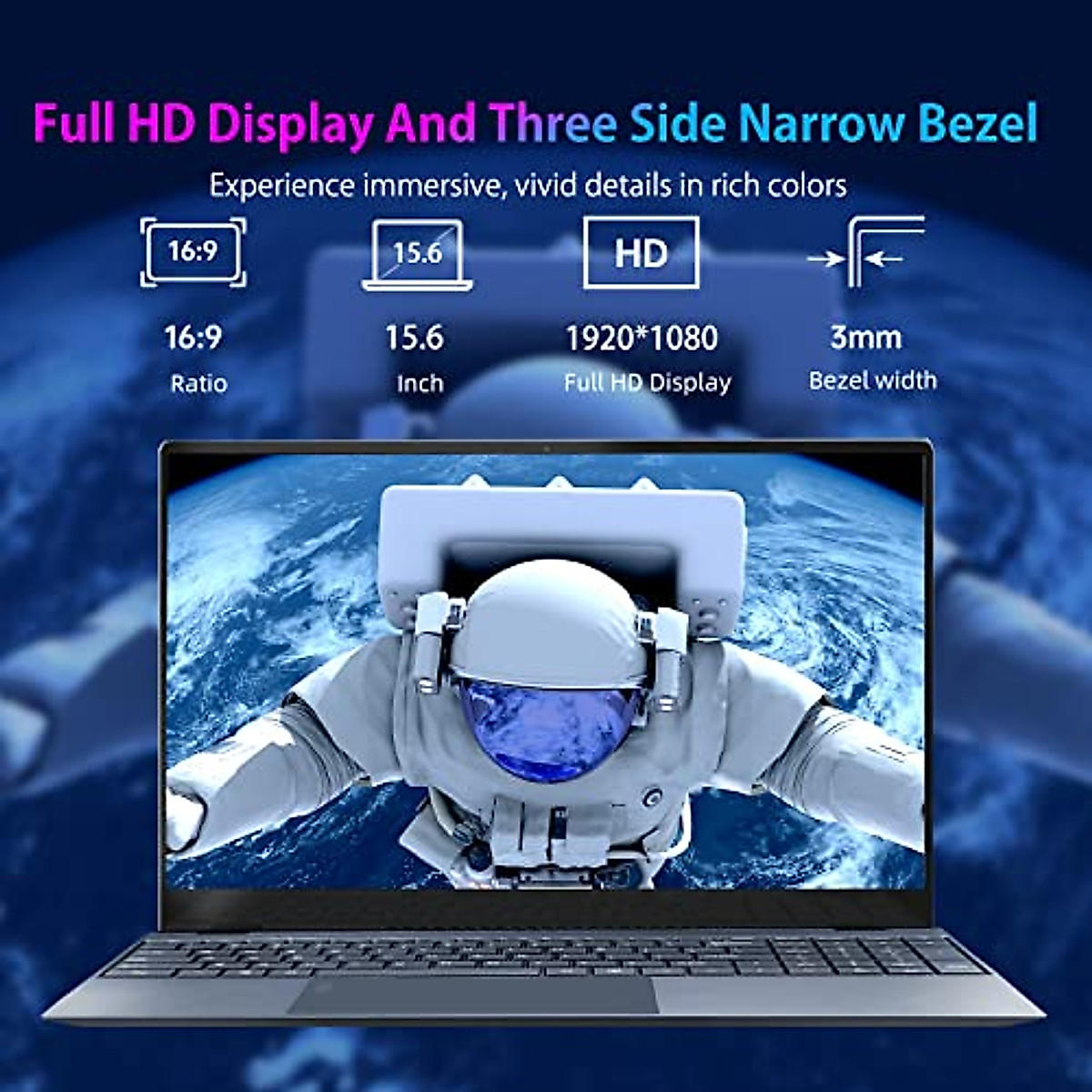Windows 11 Laptop, 15.6 Inch Intel N5095 2.9 GHz Quad Core 16GB RAM 256G SSD, FHD 1920*1080 IPS Display, Thin & Light Notebook, Backlit keyboard, Finger print, USB3.0, mHDMI, All-Metal Body, Office