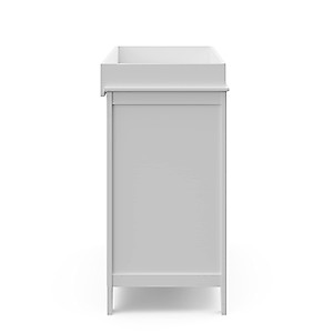 Storkcraft Forrest 2 Drawer Changing Table Chest with Baskets, Attached Changing Topper Fits Standard Size Changing Pad, 2 Drawers and 2 Open Shelves, White