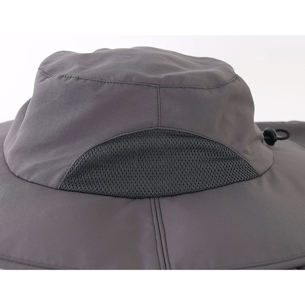 Home Prefer Mens UPF50+ Sun Hat Large Brim Fishing Hat with Neck Flap Summer Beach UV Protection Hat Dark Grey