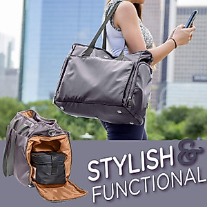 Zohzo Lauren Breast Pump Bag - Portable Tote Bag Great for Travel or Storage – Includes Padded Laptop Sleeve - Fits Most Major Pumps Including Medela and Spectra Breastpump (Black)