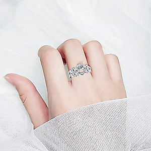 AVECON Women's Platinum Plating Sterling Silver Wedding Engagement Ring Band Set 1.25 Carat Round Brilliant Cubic Zirconia