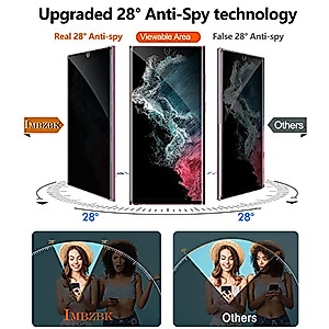 IMBZBK [2+3 Pack Privacy Screen Protector for Samsung Galaxy S22 Ultra 5G [Not Glass], 2 Pack Anti-Spy Flexible TPU Film With 3 Pack Tempered Glass Camera Lens Protector, Case Friendly