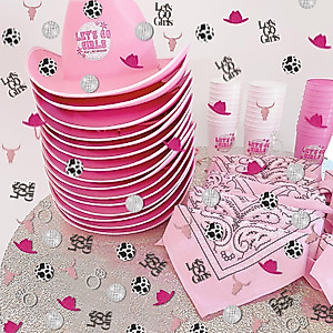 Let’s Go Girls Bachelorette Party Decorations, 200Pcs Let’s Go Girls Confetti for Table, Disco Cowgirl Western Nashville Bridal Shower Engagement Wedding Supplies