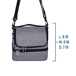 Wildkin Two Compartment Insulated Lunch Bag for Kids – School & Travel Ready - Gray Tweed