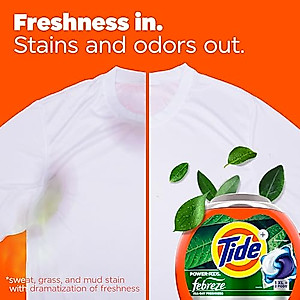 Tide Power Pods Laundry Detergent Pacs with Febreze Freshness with Odor Eliminators, Botanical Rain Scent, 45 Count
