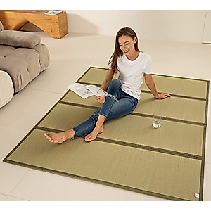 MustMat Tatami Mat Rush Grass Tatami Mattress Japanese Traditional Foldable (queen-61 x78)