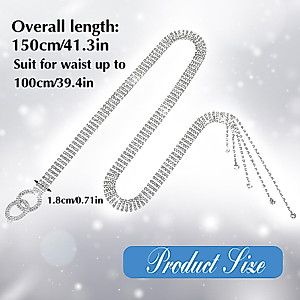 TIESOME Crystal Waist Belt for Women, Adjustable Rhinestone Waist Chain Belt Sparkle O-Ring Waistband Belt for Jeans Dresses