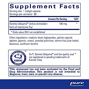 Pure Encapsulations Ubiquinol-QH 100 mg | Active Form of CoQ10 to Support Immune Health, Cellular Energy, and Cardiovascular Health* | 60 Softgel Capsules