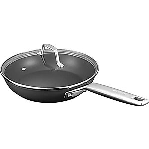 MsMk 9 1/2 Inch Small Egg Pan with Lid, Titanium and Ceramic Nonstick Omelette Pan,Scratch-resistant, Induction Egg Skillet, Oven Safe to 700°F Pan for Cooking, Dishwasher Safe