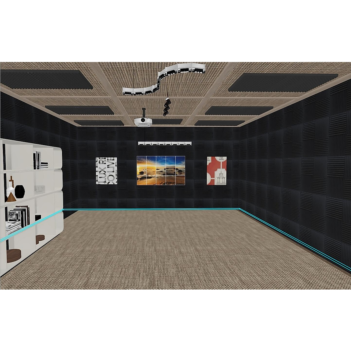 48 Pack Acoustic Foam Panel Wedge Studio Soundproofing Wall Tiles 12" X 12" X 1"