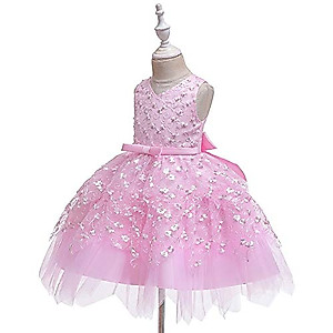 COMISARA Toddler Baby Girls Infant Kids Birthday Prom Pageant Wedding Bridesmaid Party Performance Fancy Formal Princess Ball Gown Flower Girl Dress Size 3T (Pink 110)