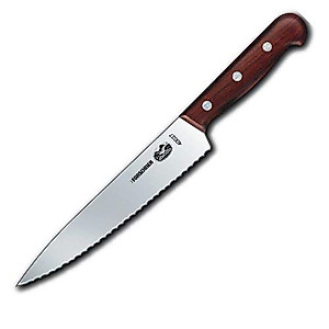 Victorinox 7-1/2-Inch Wavy Edge Chef's Knife/Carver, Rosewood Handle