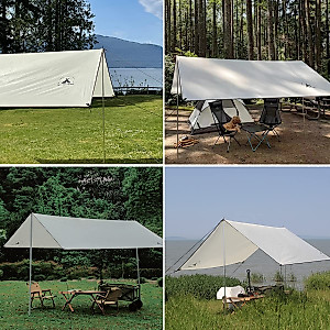 Intermission Camping Tarp and Pole Kit, 10 * 10ft, Waterproof, Lightweight for Camping,Camping tarp with Poles,Waterproof Camping tarp, Backpacking, Outdoor, Picnic, Sunshade,Ultralight Aluminum Pole