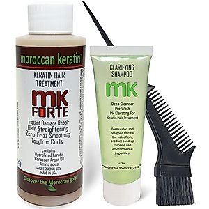 Moroccan Keratin FORTE Brazilian Straightening Treatment for All Hair Types - Coarse, Thick, Curly, African, Black, Hispanic, Dominican - Keratina Para Alisar El Pelo