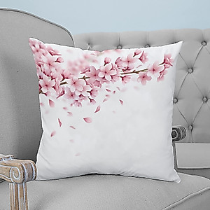 LEO BON Pillow Covers 26x26 Inch Set of 2 Pink Cherry Blossom with Branches Garden Art Print Throw Pillow Covers Square Cushion Case for Home Sofa Couch Decoration
