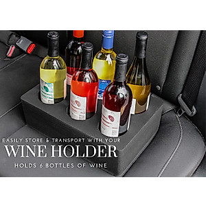 Polar Whale 2 Wine Holders Durable Black Foam Organizer Transport Protector Packer Bottle Case Car Truck SUV Van Seat Travel Protection 13.75 x 9.5 x 4 Inches Holds 6 Bottles