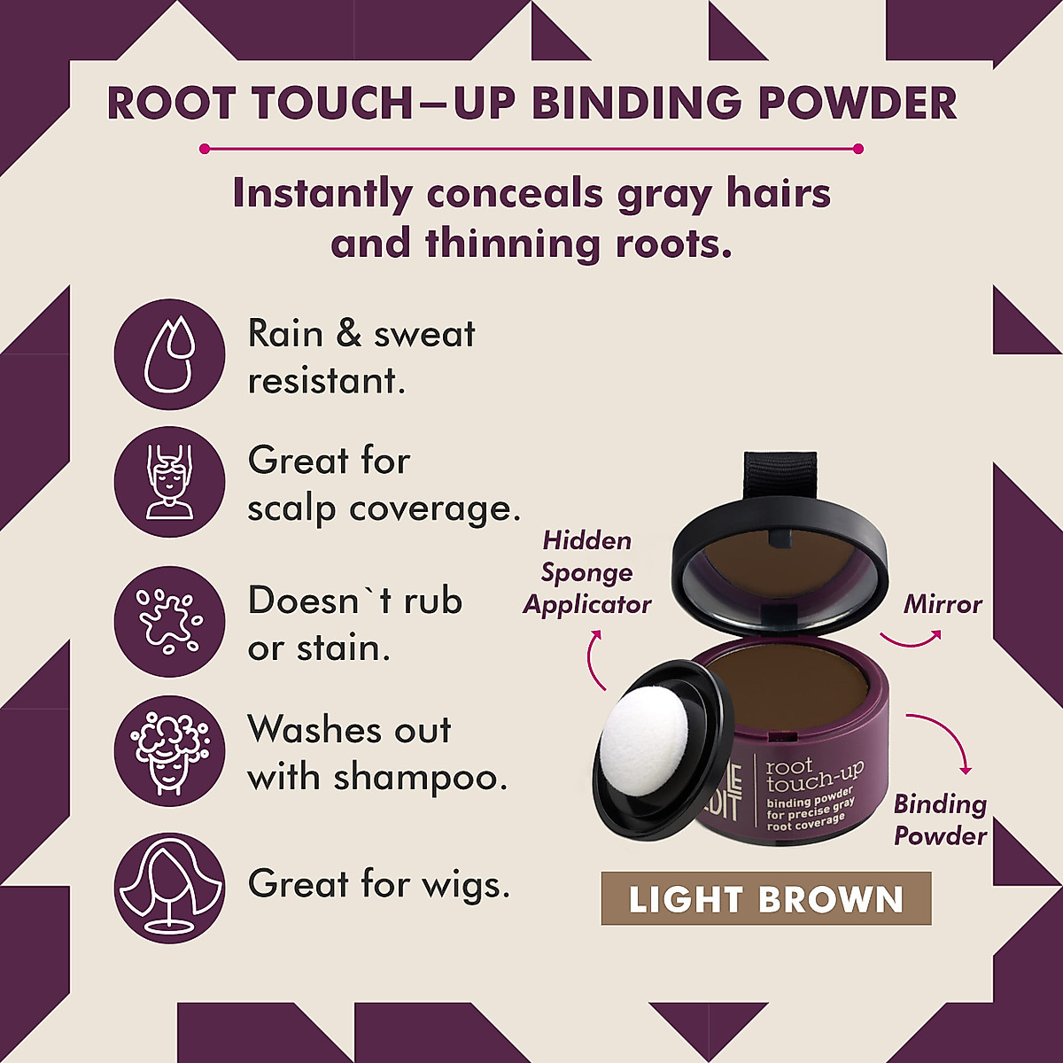 Style Edit Root Touch Up Powder for Light Brown Hair | Cover Up Hair Color for Grays and Roots Coverage | Mineral Infused Binding Hairline Powder