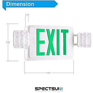 SPECTSUN 12 Pack Green Led Exit Sign with Emergency Lights & Battery Backup Operated Powered Emergency Exit Lights-Double Face -UL Listed 120277VAC Fire Exit Signs Lighting for Room.Window.