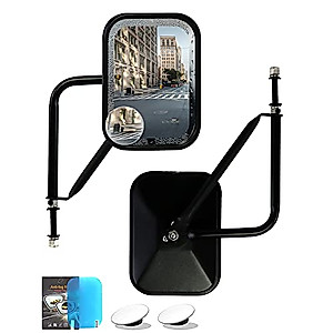 Doors Off Mirrors Compatible with Jeep Wrangler JK JL & Unlimited,Anti-shake and Wider View Mirror Door Off Easier Install Door Hinge Mirror