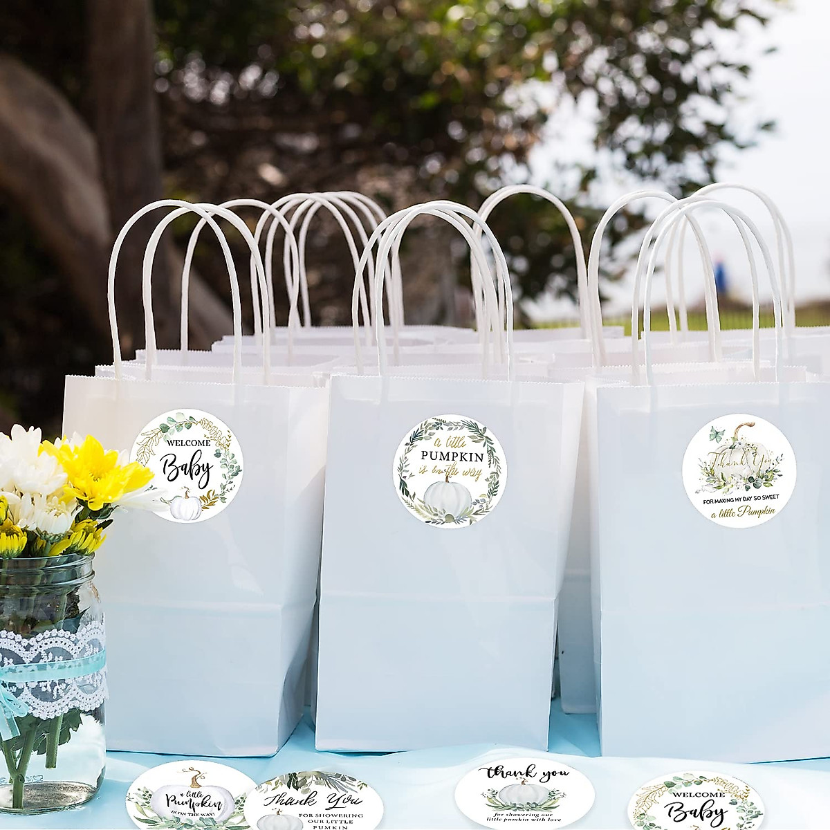 90 Little Pumpkin Baby Shower Thank You Stickers, Baby Shower Party Favor Stickers,Fall Themed Baby Shower Favor Stickers (2 Inch)